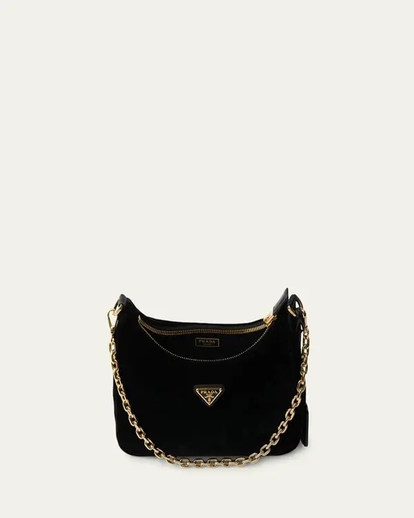 Prada Velvet Zip Shoulder Bag