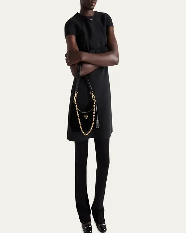 Prada Velvet Zip Shoulder Bag