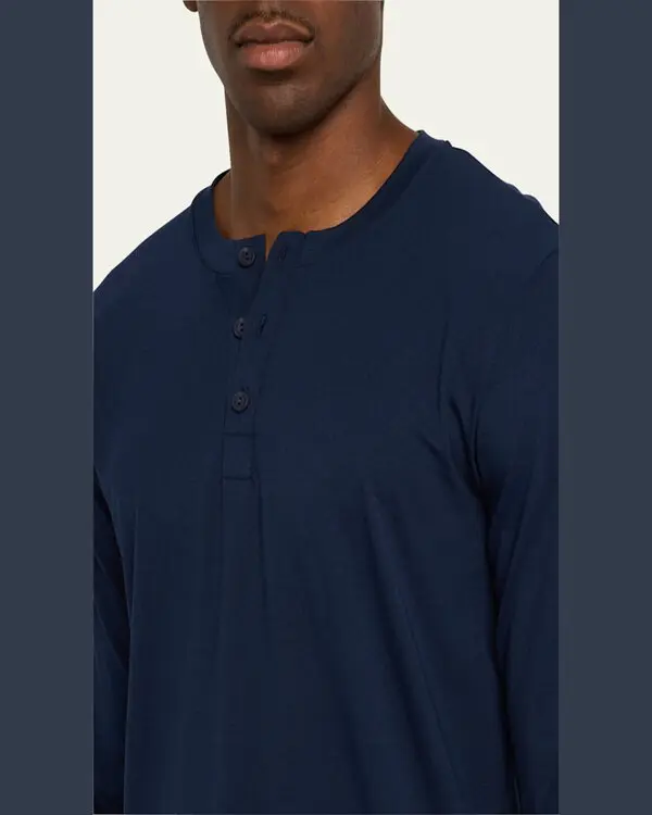 Hanro Living Henley T-shirt - Navy