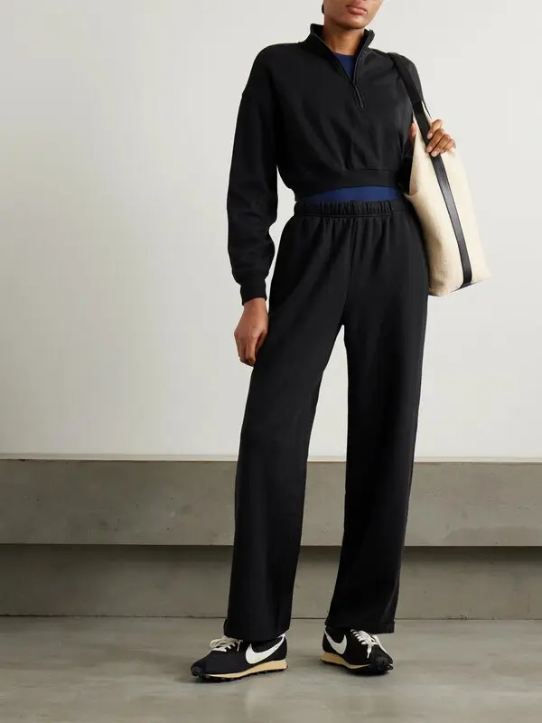 SKIMS Cotton-blend Jersey Straight-leg Track Pants - Black