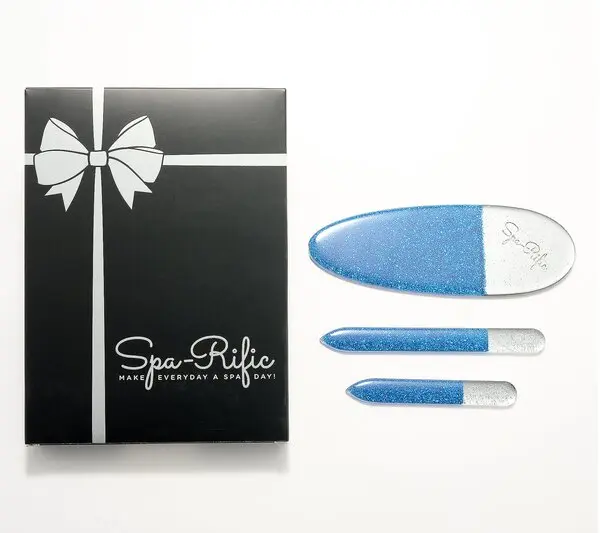 SPARIFIC Spa-rific Laser Etched Hardened Glass 3pc Mani Pedi Set - One-color