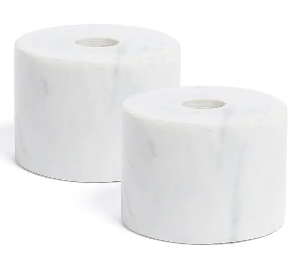 OVERANDBACK Over&back Set Of 2 100% Marble Classic Candle H Olders - One-color