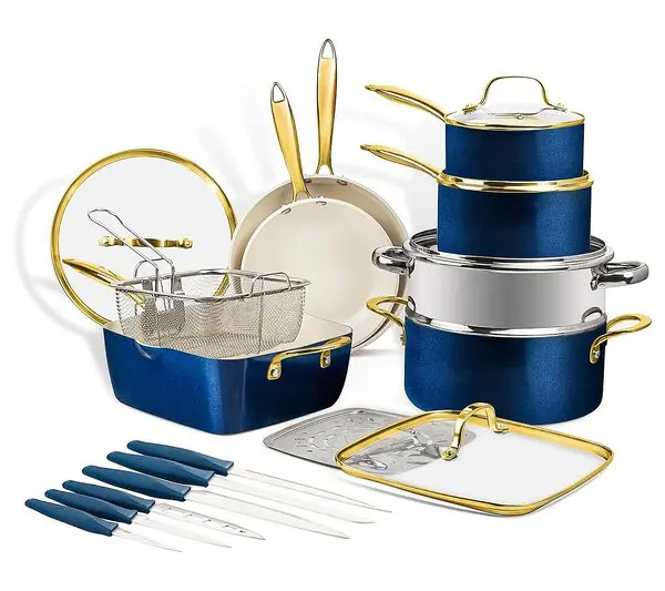 GOTHAM STEEL Navy 20 Piece Nonstick Knife & Coo Ware Set - One-color