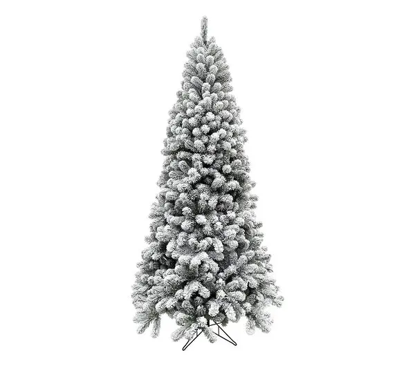 FRASER HILL FARM 10-ft. Flocked Alaskan Pine Ch Ristmas Tree - One-color