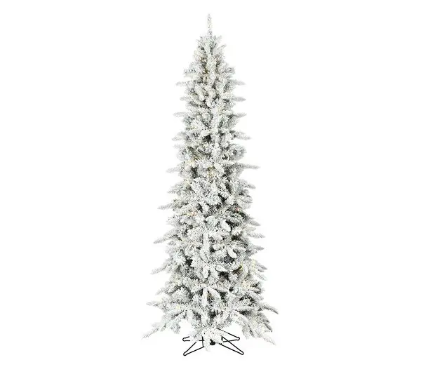 FRASER HILL FARM 7.5-ft. Slim Mountain Pine Flo Cked Christmas - One-color