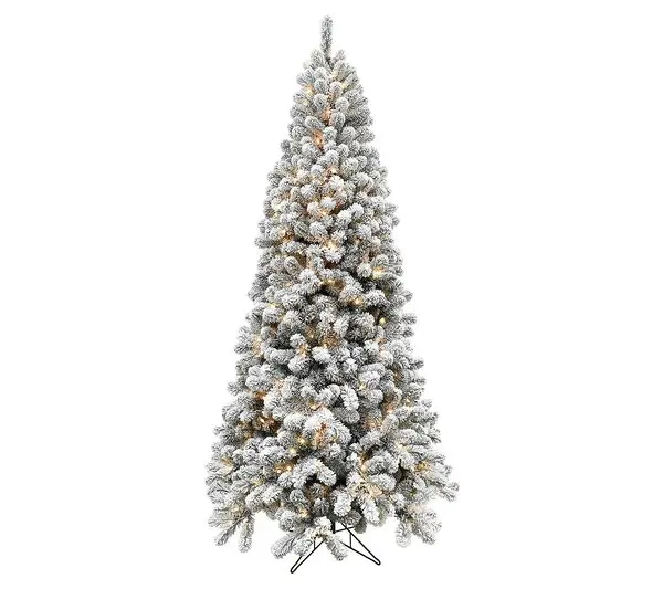 FRASER HILL FARM 10-ft. Flocked Alaskan Pine Ch Ristmas Tree Wi - One-color