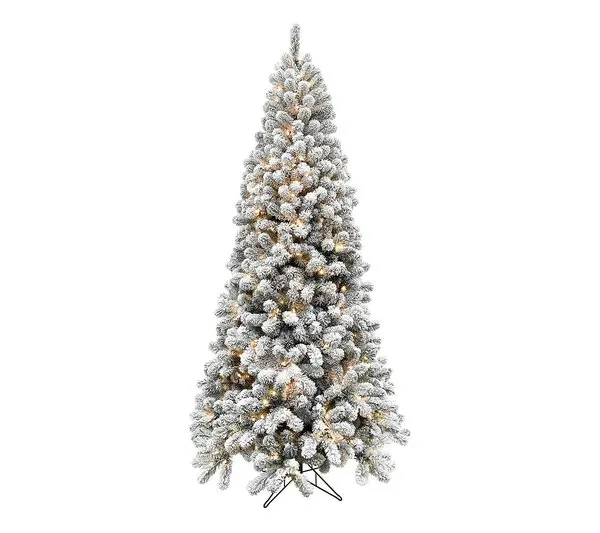 FRASER HILL FARM 12-ft. Flocked Alaskan Pine Ch Ristmas Tree Wi - One-color