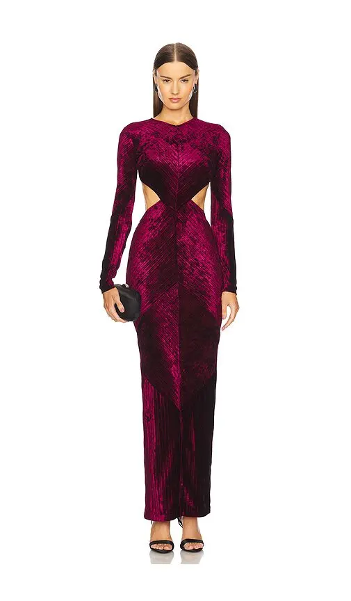 MICHAEL COSTELLO X Velvet Gown - Oxblood Red