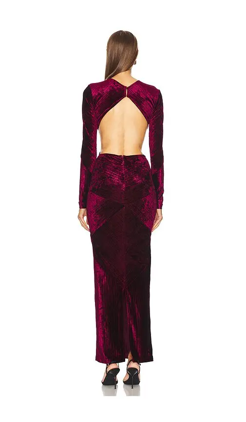 MICHAEL COSTELLO X Velvet Gown - Oxblood Red