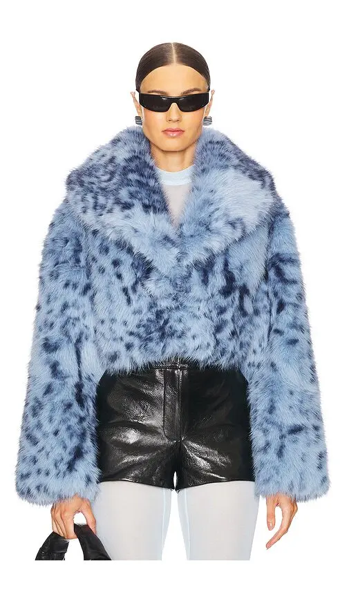 LAMARQUE Danika Faux Fur Coat - Blue Leopard