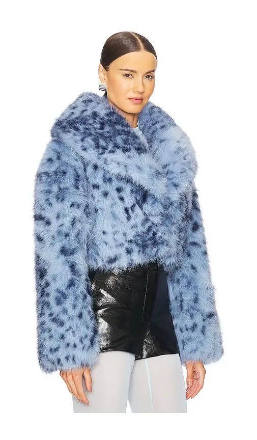 LAMARQUE Danika Faux Fur Coat - Blue Leopard