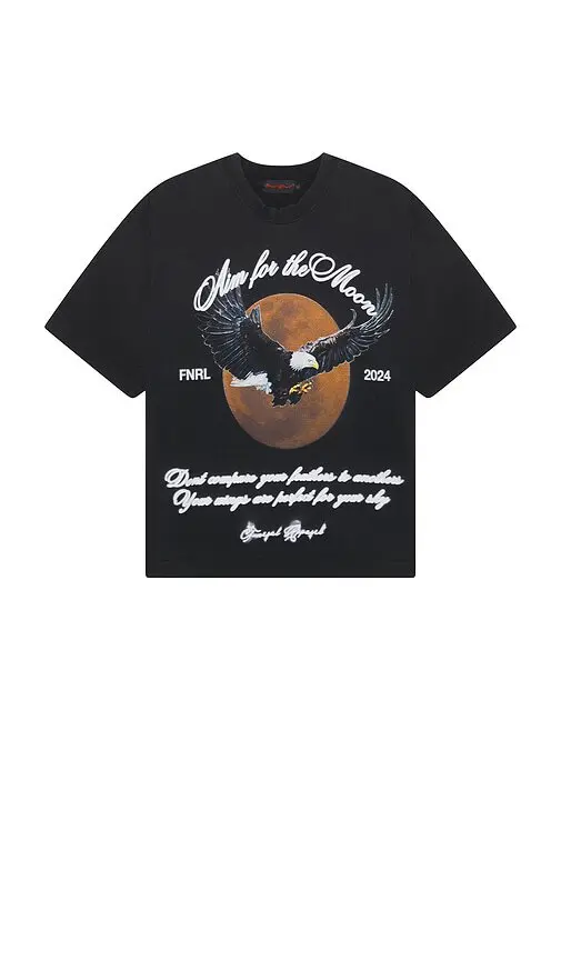 FUNERAL APPAREL Aim For The Moon T-shirt In Black - Black Washed