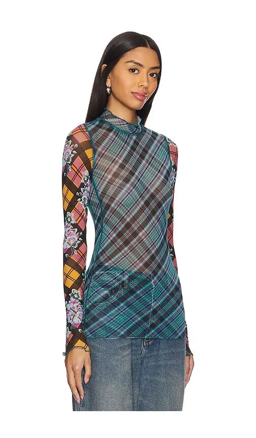 Free People Chloe Printed Mesh Top