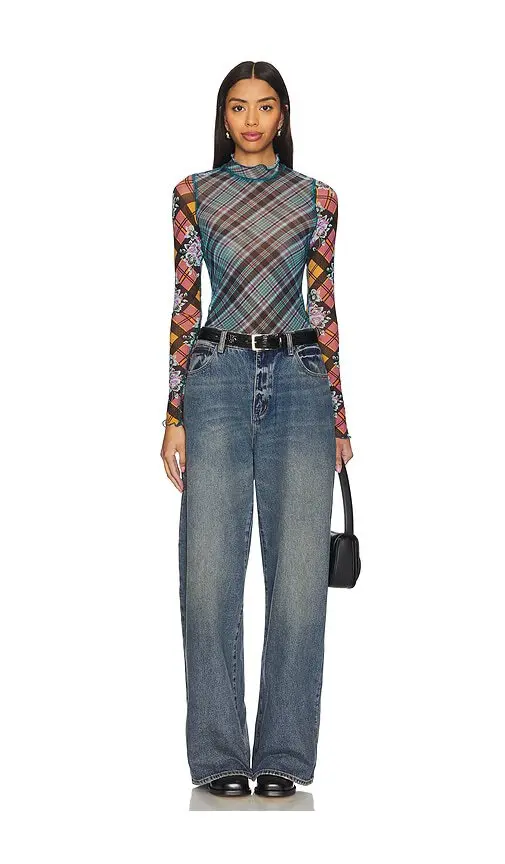 Free People Chloe Printed Mesh Top