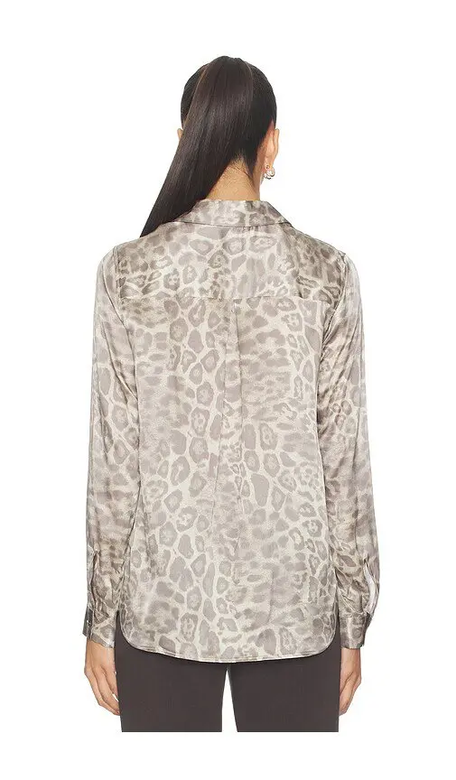 L'Agence Tyler Long Sleeve Blouse - Grey Multi Patch Leopard