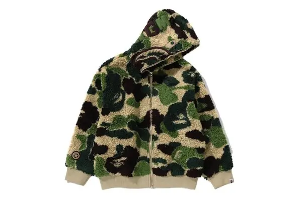 A BATHING APE Abc Camo Boa Shark Relaxed Fit Hoodie - Green