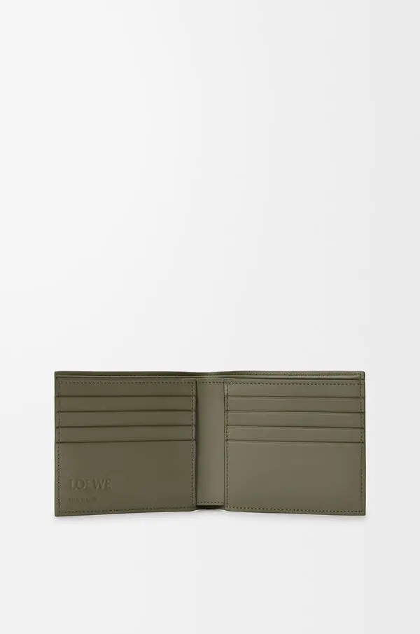 Loewe Bifold Wallet In Soft Grained Leather Skin - Khaki Green