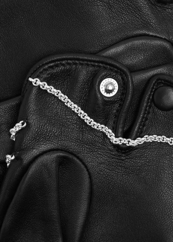 AGNELLE - AGNELLE Chain-Embellished Leather Gloves