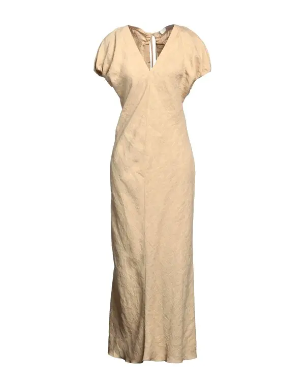 Tela Midi Flared Dress In Beige - 82% Off | Editorialist