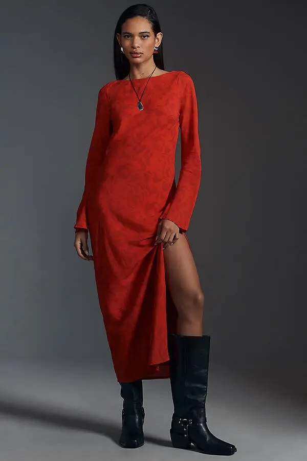Sovere / Ember Long-Sleeve Open-Back Maxi Dress In Red - 45% Off |  Editorialist