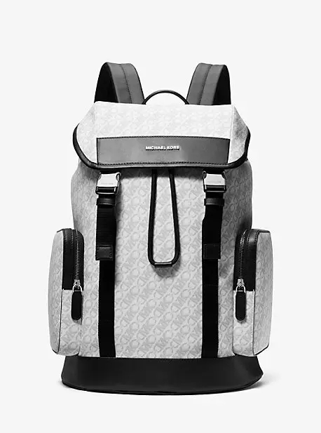 Michael Kors White Monogram Backpack Michael Kors Pocket Backpack Medium In Monogram Optic White  main image 4
