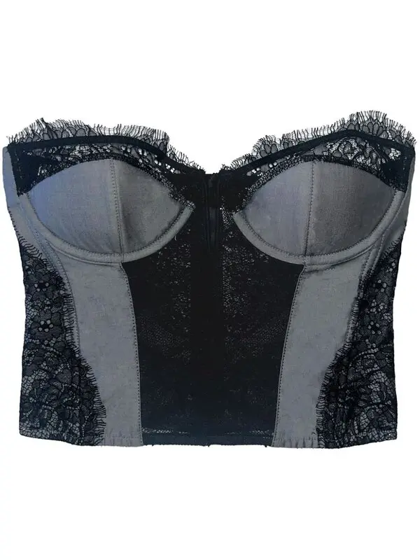 Fleur Du Mal Poplin Plunge Bustier - Blue