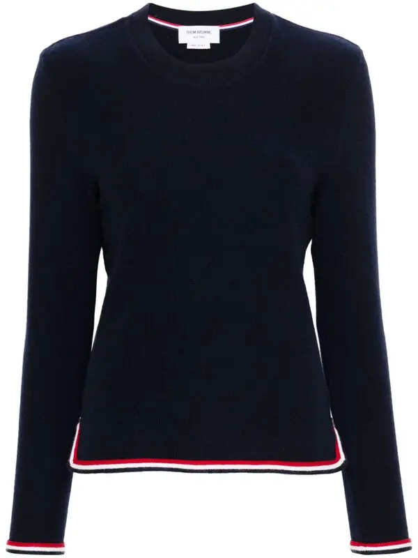 Thom Browne Rwb-stripe Cashmere Jumper - Blue