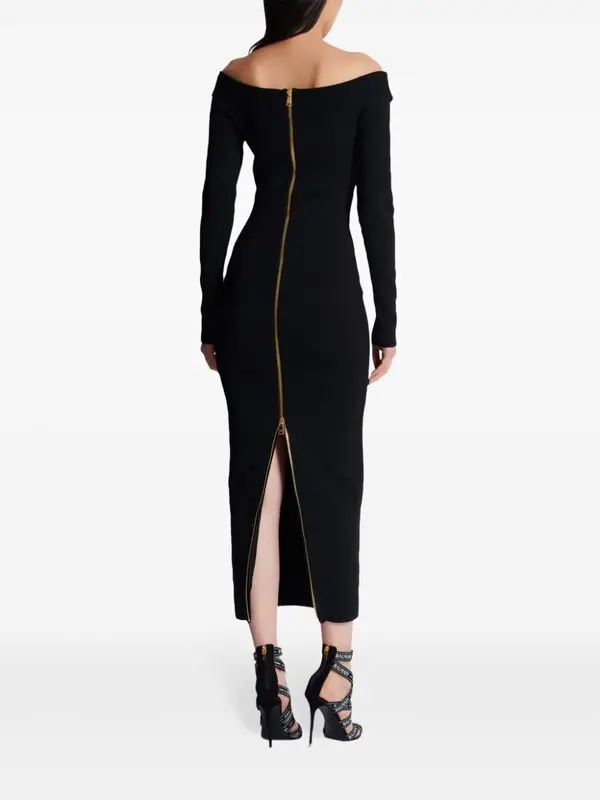 Balmain Ribbed-knit Maxi Dress