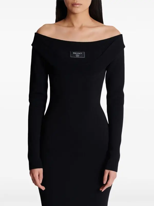 Balmain Ribbed-knit Maxi Dress