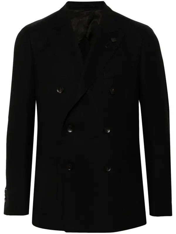 LARDINI Brooch-detail Blazer - Black