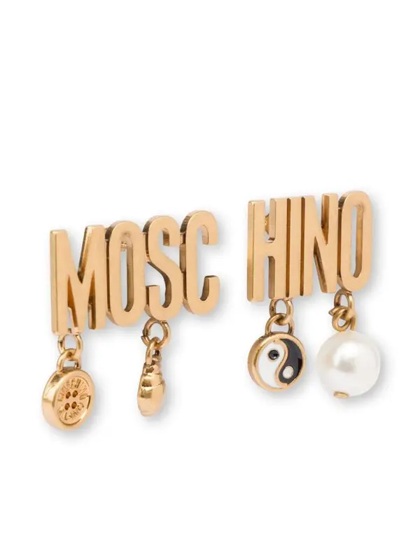 Moschino Lettering Drop Earrings - Gold