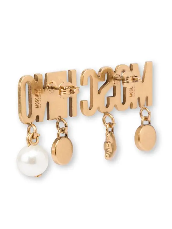 Moschino Lettering Drop Earrings - Gold