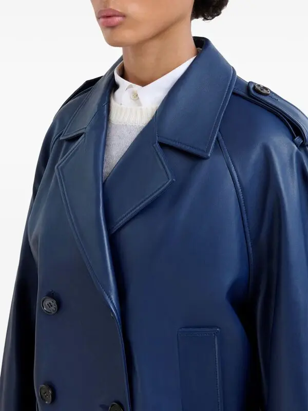 Marni Double-breasted Leather Jacket - Blue