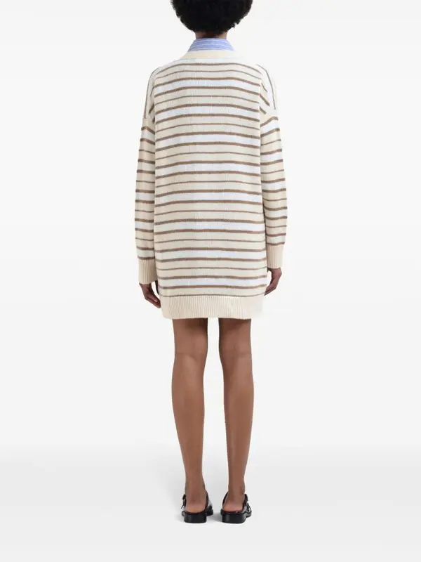 Marni Striped Virgin Wool-cashmere Cardigan - Neutrals