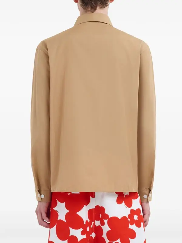 Marni Logo-print Cotton Shirt Jacket - Neutrals