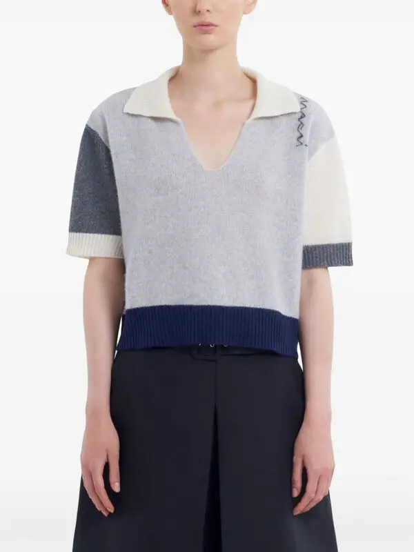 Marni V-neck Ribbed T-shirt