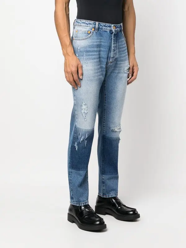 Palm Angels X Moncler Distressed Straight-leg Jeans