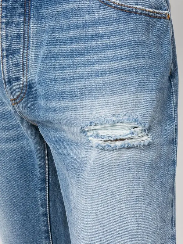Palm Angels X Moncler Distressed Straight-leg Jeans