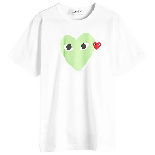 Play Comme Des Garcon Red Heart Colour Heart T-shirt - White/red/green