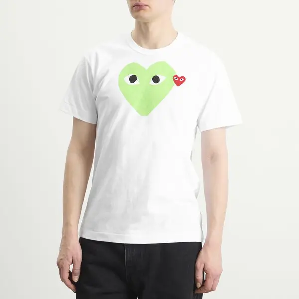 Play Comme Des Garcon Red Heart Colour Heart T-shirt - White/red/green