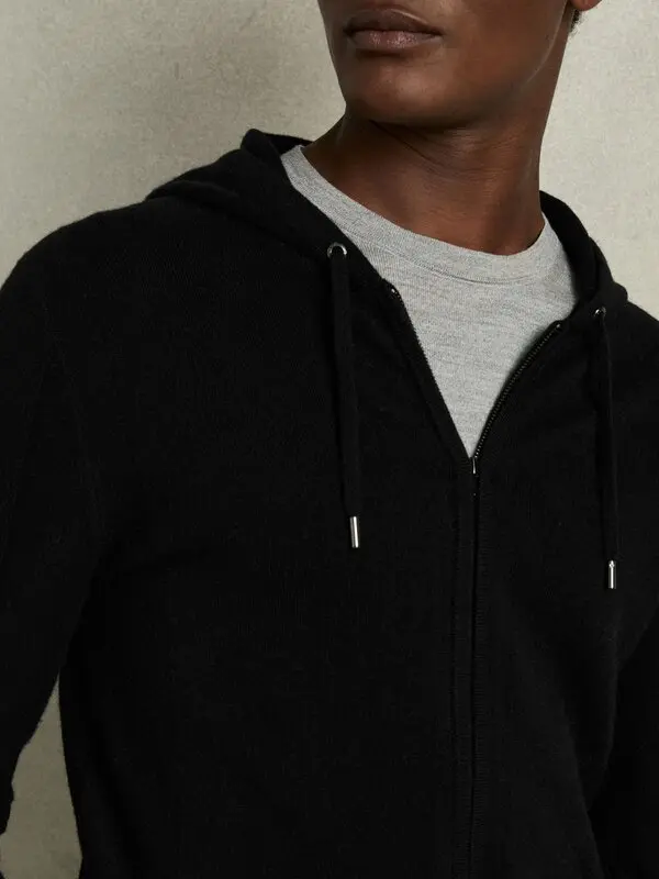 REISS Wool And Cashmere Zip-through Hoodie