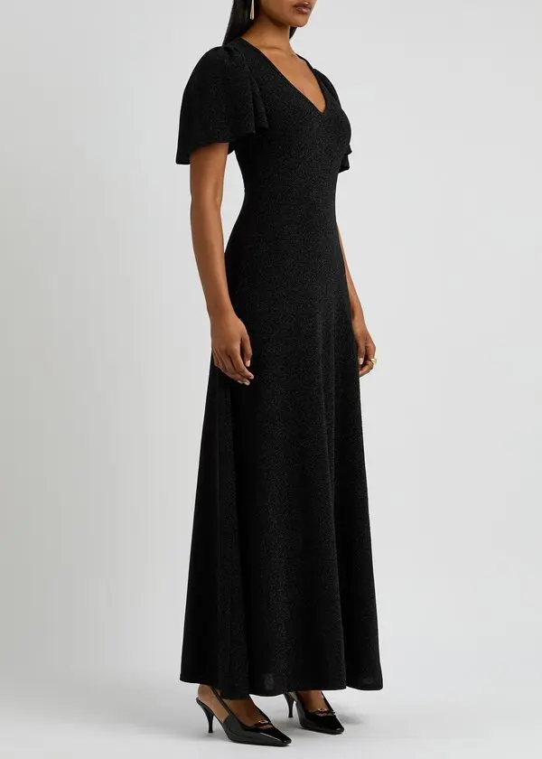 LUXE DE VALENTINA Fluted Lamé Maxi Dress