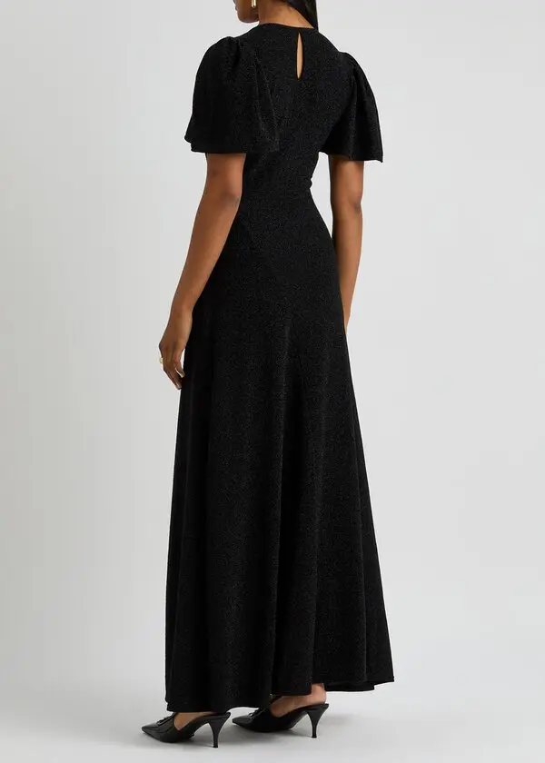 LUXE DE VALENTINA Fluted Lamé Maxi Dress