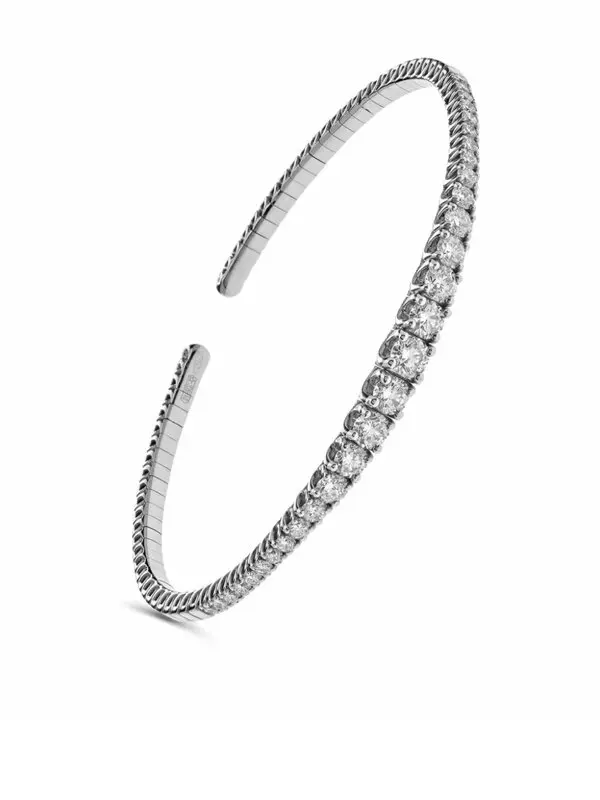 JEWELS AFICIONADO 18kt White Gold Diamond Cuff Bracelet - Silver