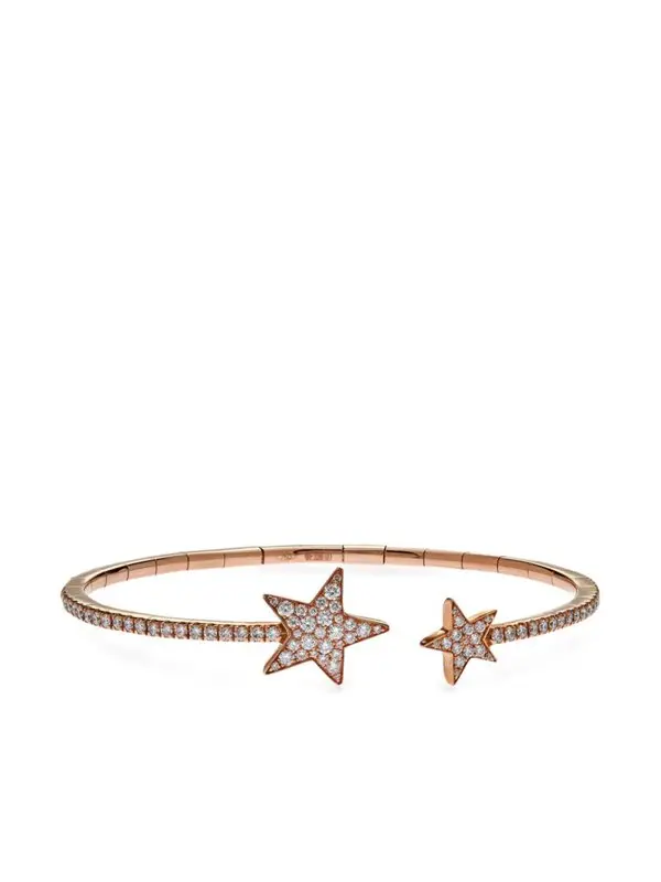 JEWELS AFICIONADO 18kt Rose Gold Star Diamond Cuff Bracelet - Pink