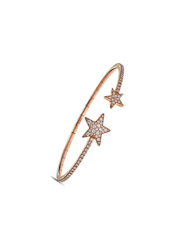 JEWELS AFICIONADO 18kt Rose Gold Star Diamond Cuff Bracelet