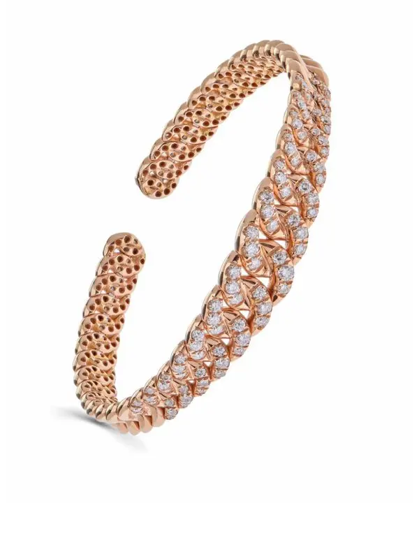 JEWELS AFICIONADO 18kt Rose Gold Diamond Cuff Bracelet - Pink