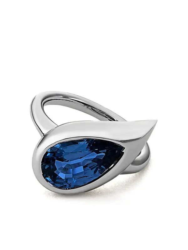 JEWELS AFICIONADO 18kt White Gold Sapphire Pinky Ring - Silver