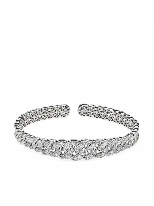JEWELS AFICIONADO 18kt White Gold Diamond Cuff Bracelet - Silver