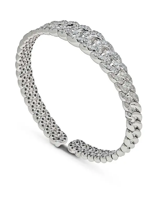 JEWELS AFICIONADO 18kt White Gold Diamond Cuff Bracelet - Silver